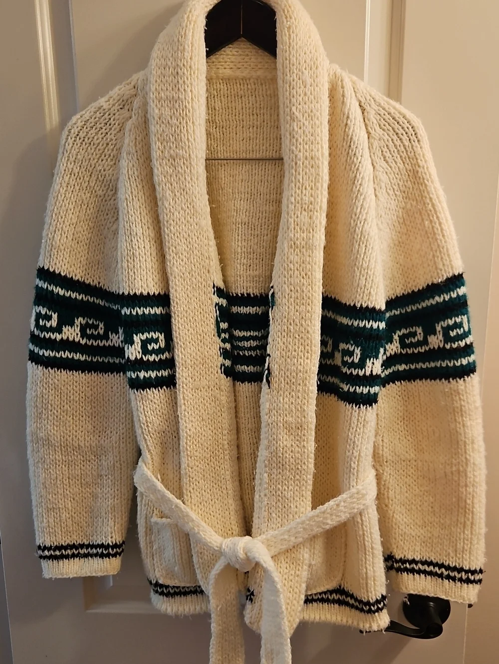 Handmade | Sweaters | Vintage Handmade Cowichan Style Belted Cardigan ...